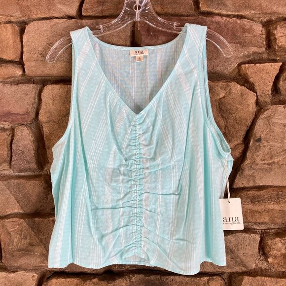 a.n.a | Tops | Nwt Ana Summer Croptop Light Blue And White Cottonrayon ...